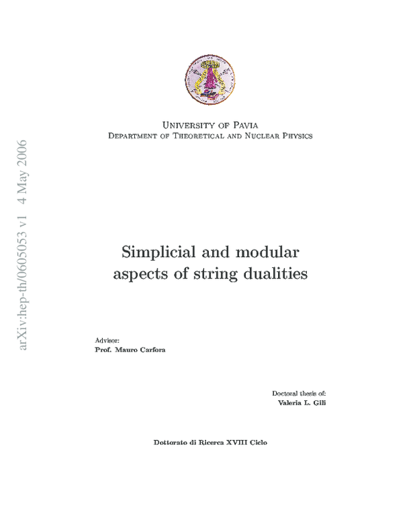 (PDF) Simplicial and modular aspects of string dualities
