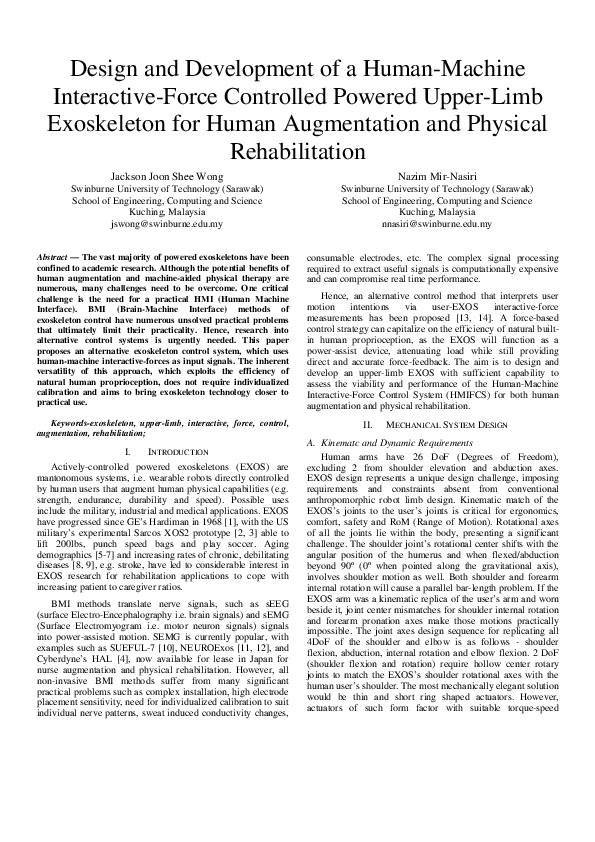 (PDF) Design and Development of a Human-Machine Interactive-Force ...