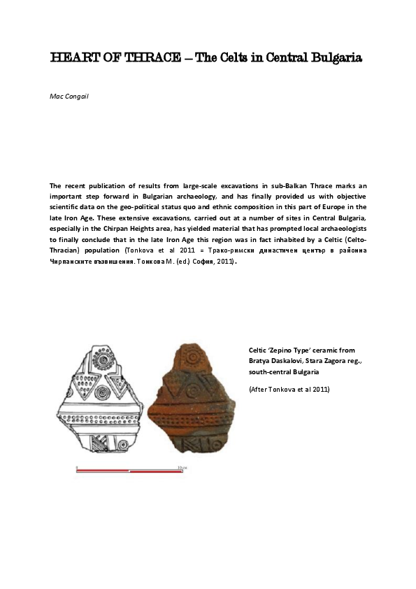 (PDF) The Celts in Central Thrace