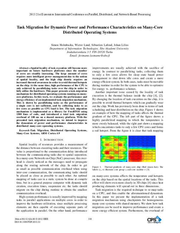 (PDF) Task Migration for Dynamic Power and Performance Characteristics on Many-Core Distributed ...