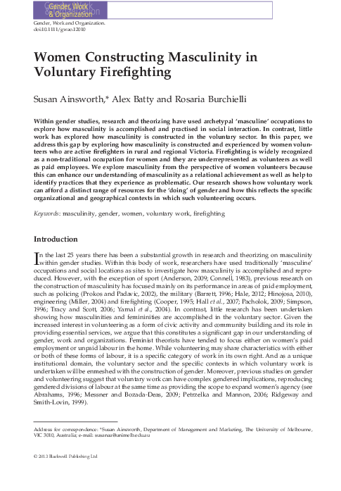 (PDF) Women Constructing Masculinity in Volunteer Firefighting