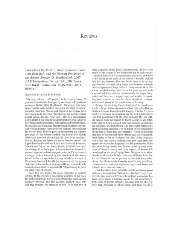 (PDF) Review of: Gillian Braithwaite†, Faces From the Past: A Study of ...