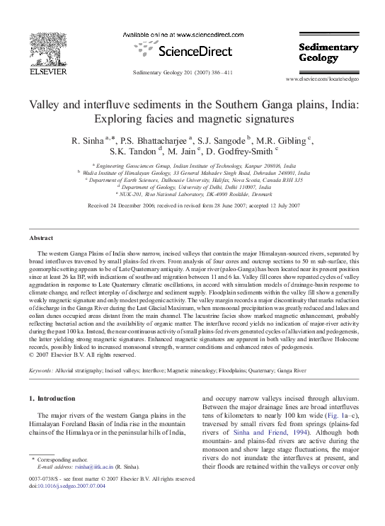 (PDF) Valley and interfluve sediments in the Southern Ganga plains ...