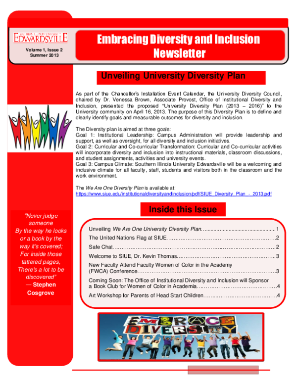 Pdf Diversity And Inclusion Newsletter July 2013