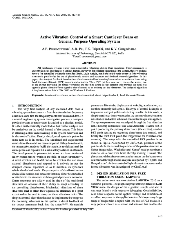 (PDF) DRDO-Active Vibration Control