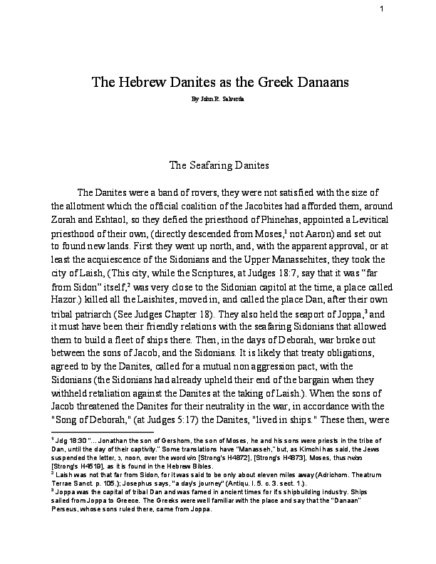 (PDF) The Hebrew Danites as the Greek Danaans