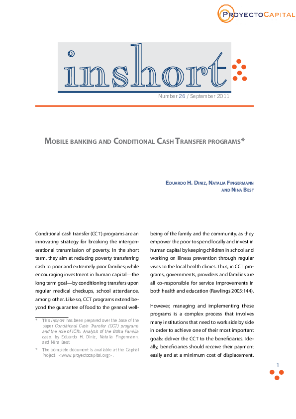 (PDF) Mobile banking and Conditional Cash transfer programs