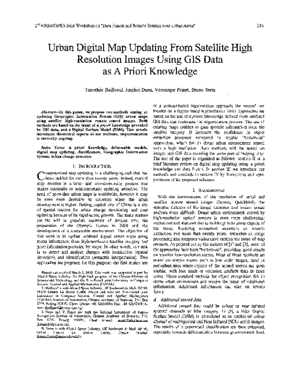 Pdf Urban Digital Map Updating From Satellite High Resolution Images Using Gis Data As A