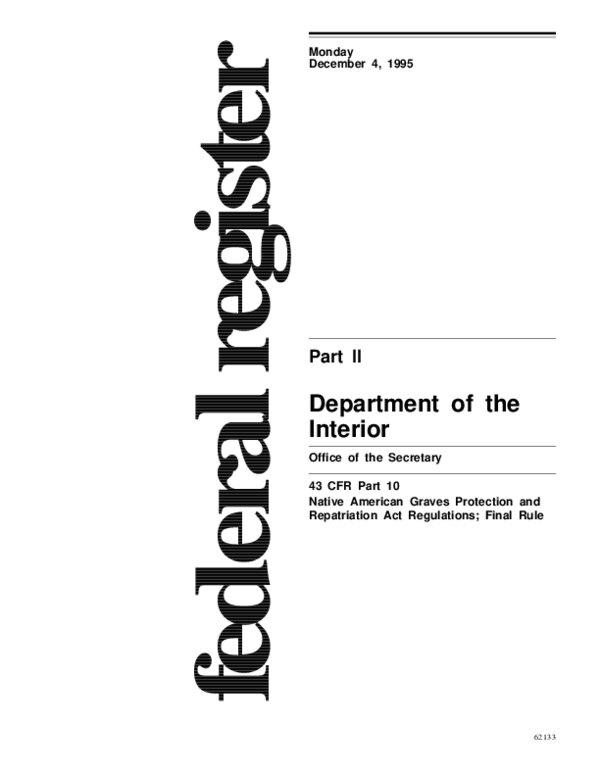 (PDF) Native American Graves Protection and Repatriation Act: Final ...