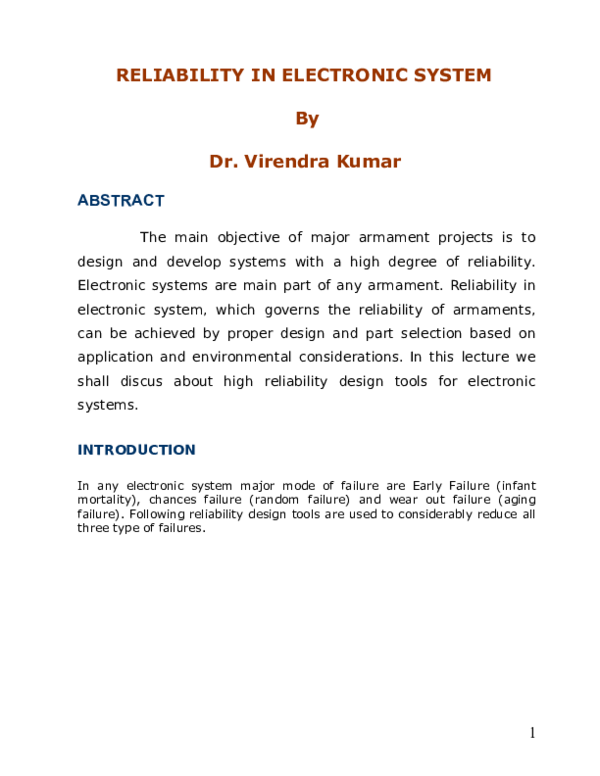 (PDF) Reliability in electronic design