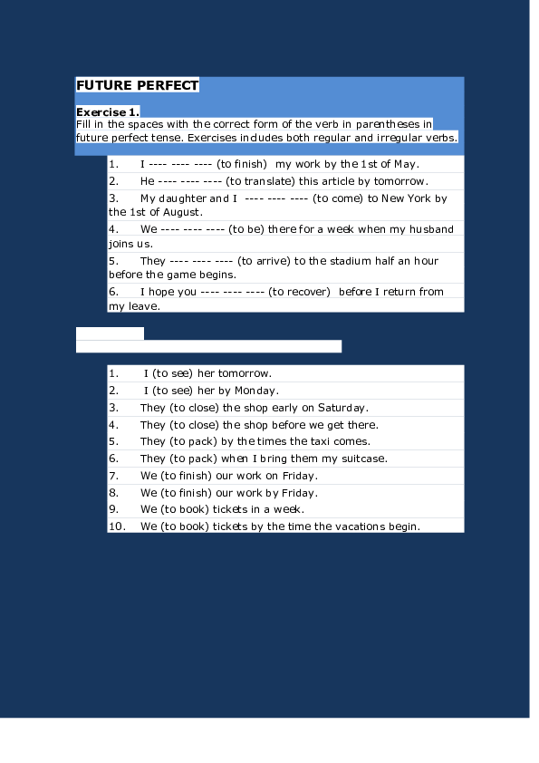 (DOC) Act 1 unit 7 FUTURE PERFECT and future perfect continuous