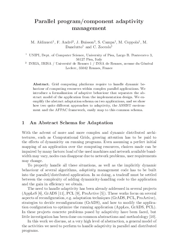 (PDF) Parallel program/component adaptivity management