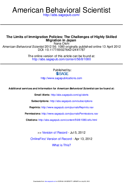 (PDF) The Limits of Immigration Policies: The Challenges of Highly ...