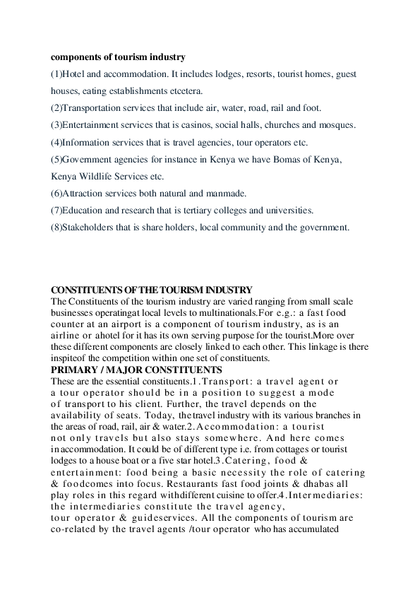 (DOC) components of tourism industry