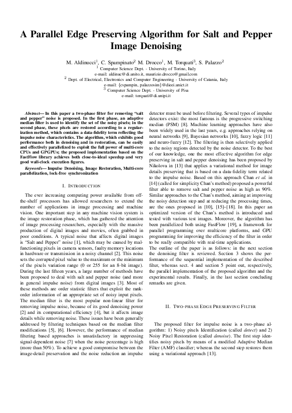 (PDF) A Parallel Edge Preserving Algorithm for Salt and Pepper Image ...