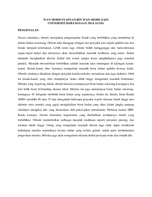 (DOC) Obesiti-Faktor, Kesan dan Rawatan