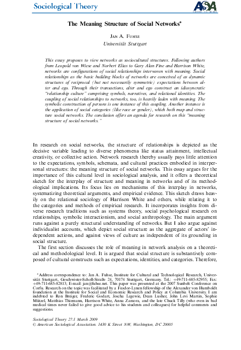 (PDF) The Meaning Structure of Social Networks