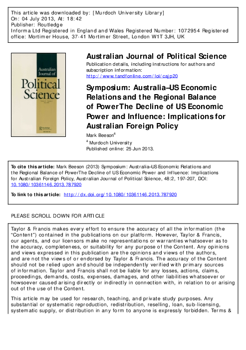 (PDF) The decline of US economic power and influence: implications for ...