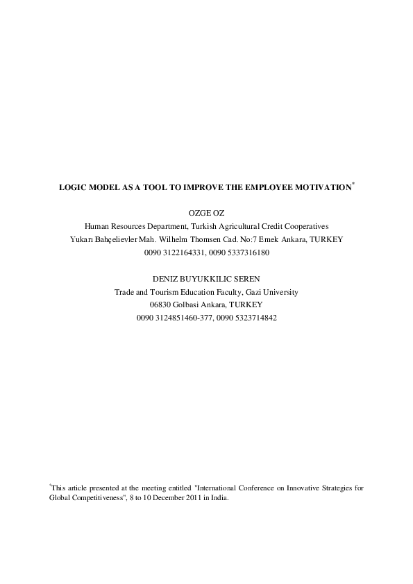(DOC) Logic Model as a tool to improve the employee motivation