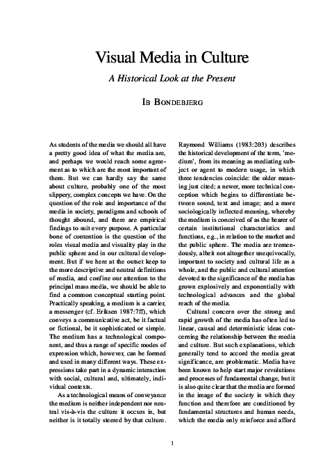 (PDF) Visual Media in Culture A Historical Look at the Present