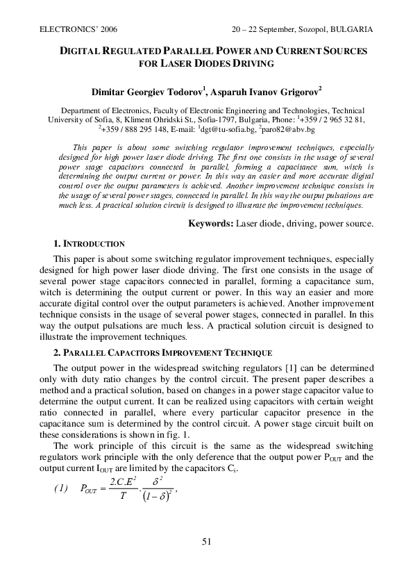 (PDF) DIGITAL REGULATED PARALLEL POWER AND CURRENT SOURCES FOR LASER ... (PDF) DIGITAL REGULATED PARALLEL POWER AND CURRENT SOURCES FOR LASER ...