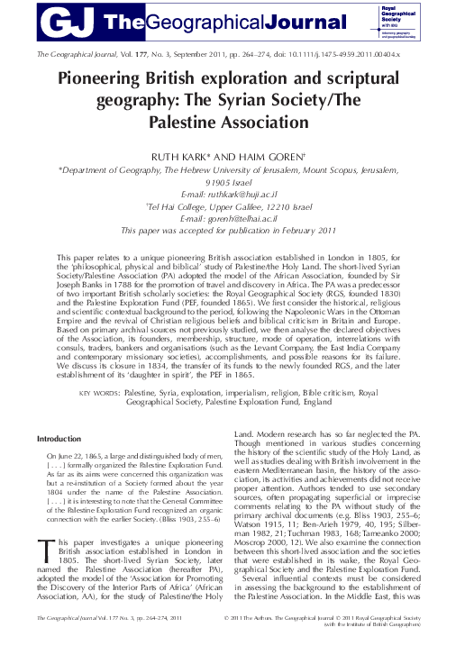 (PDF) 134 Kark Goren Pioneering British Exploration and Scriptural ...