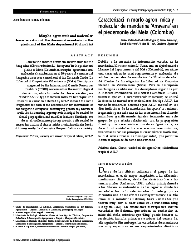 (PDF) Caracterizacion mandarina Arrayana