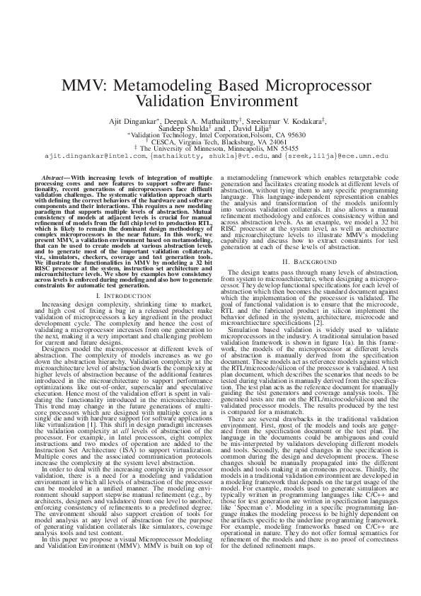 (PDF) MMV: A Metamodeling Based Microprocessor Validation Environment