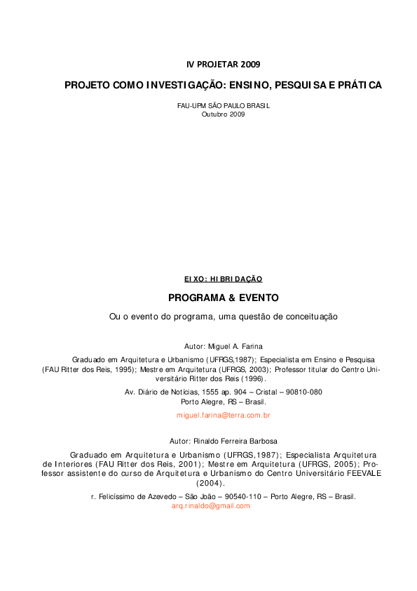 (PDF) Programa & Evento em Tschumi