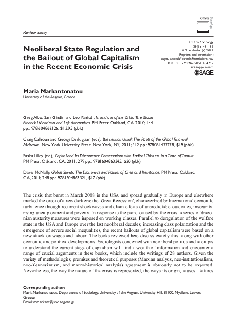 (PDF) Neoliberal State Regulation and the Bail Out of Global Capitalism ...