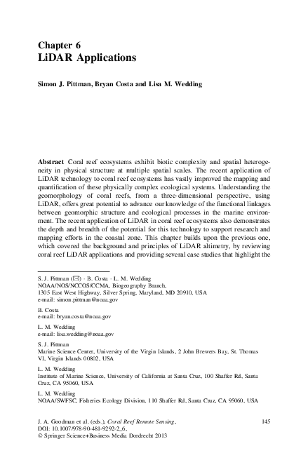 (PDF) LiDAR applications: In Coral Reef Remote Sensing