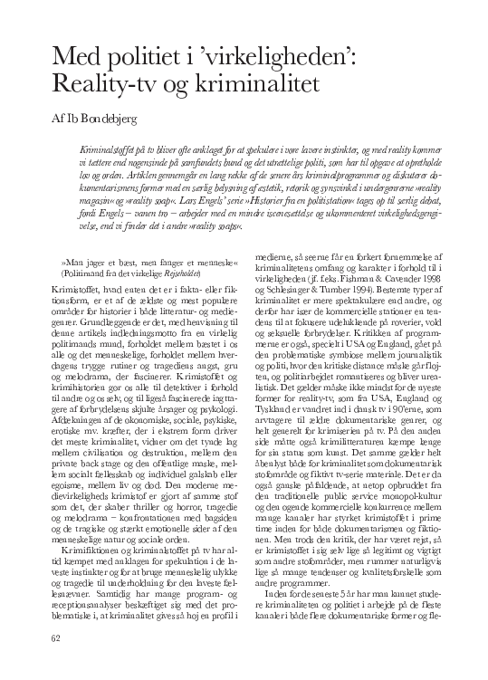 (PDF) Med politiet i virkeligheden: Reality-tv og kriminalitet