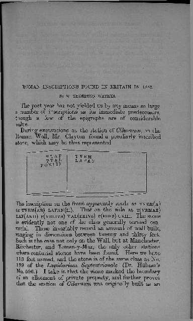 (PDF) ROMAN INSCRIPTIONS FOUND IN BRITAIN IN 1882. By W. THOMPSON WATKIN.