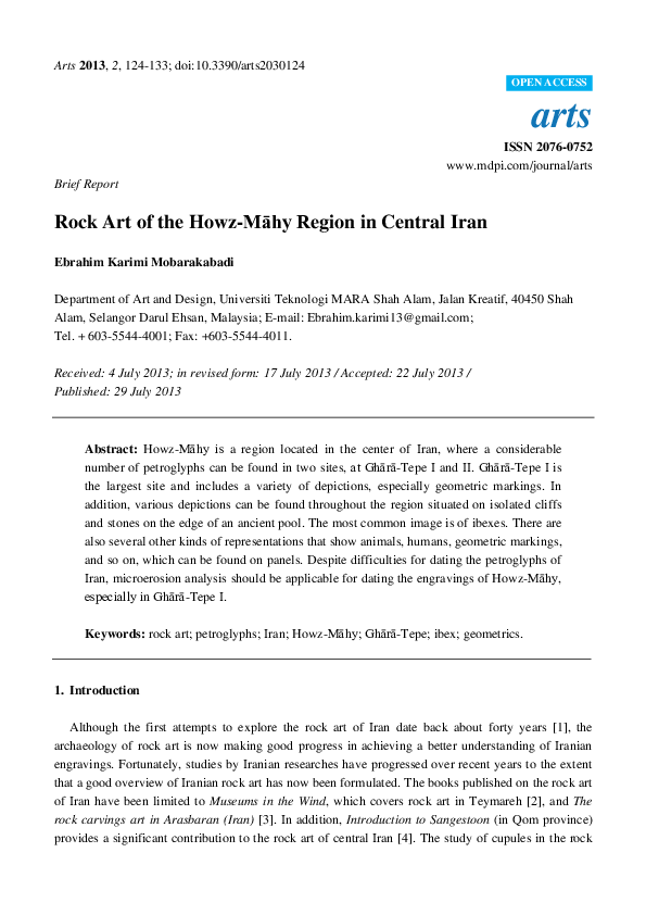 (PDF) Rock Art of the Howz-Māhy Region in Central Iran