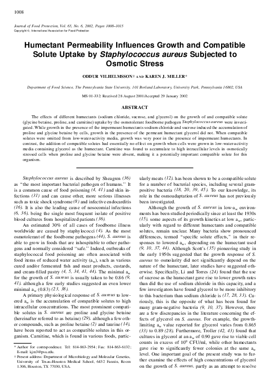(PDF) Humectant Permeability Influences Growth and Compatible Solute ...