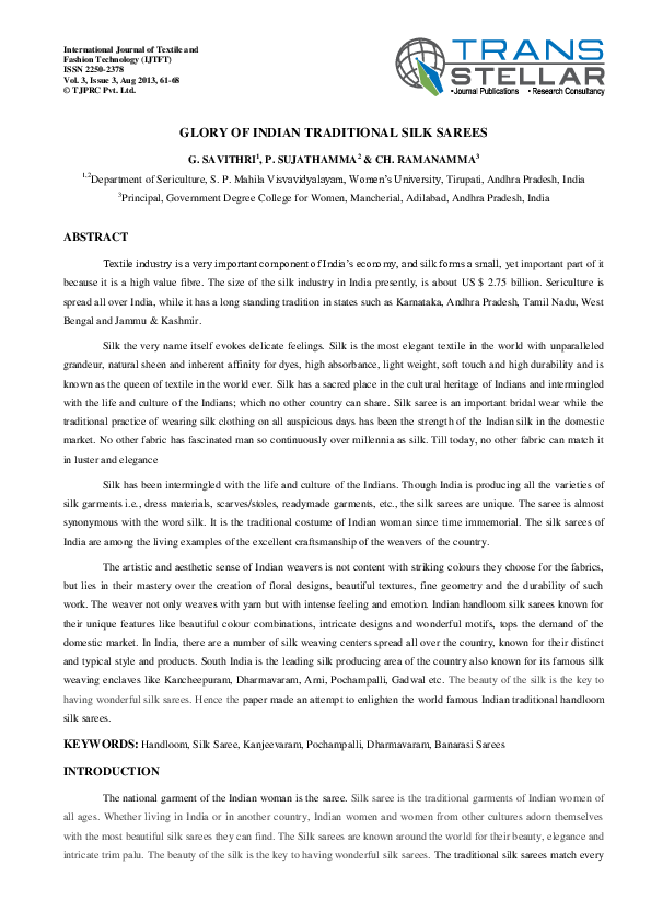 (PDF) GLORY OF INDIAN TRADITIONAL SILK SAREES
