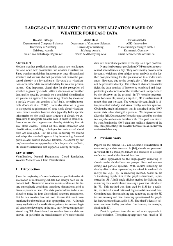 (PDF) LARGE-SCALE, REALISTIC CLOUD VISUALIZATION BASED ON WEATHER ...