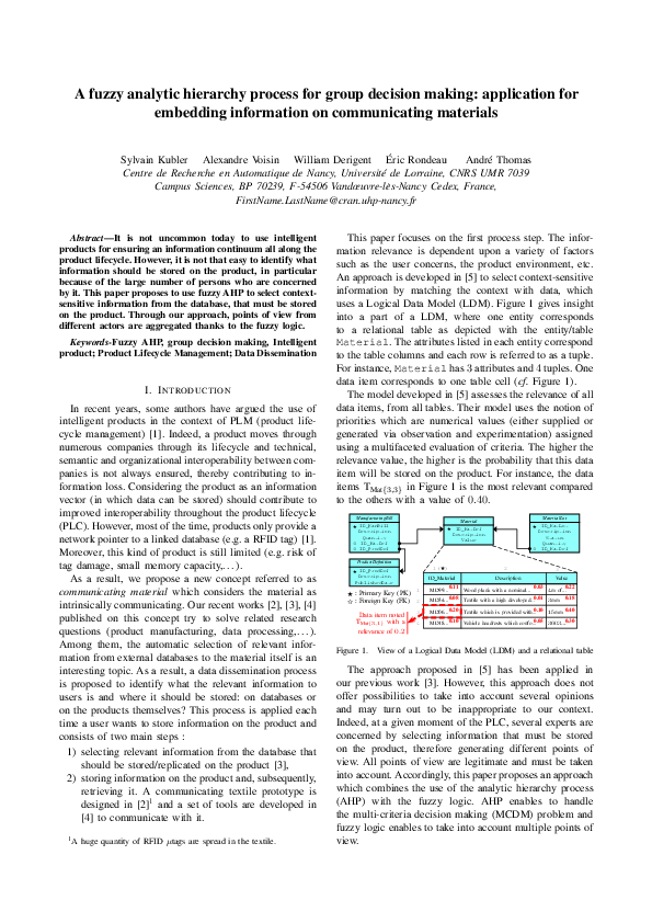 Pdf A Fuzzy Analytic Hierarchy Process For Group Decision Making Application For Embedding