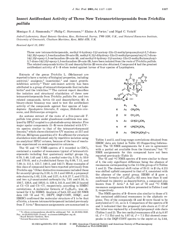 (PDF) Insect Antifeedant Activity of Three New Tetranortriterpenoids ...