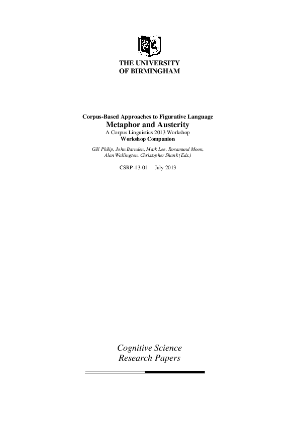 Pdf Corpus Based Approaches To Figurative Language Metaphor And Austerity