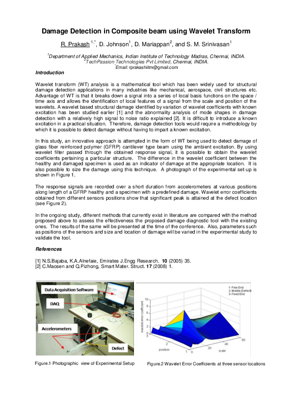 (PDF) Damage Detection in Composite beam using Wavelet Transform
