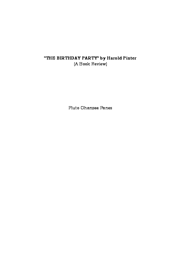 (PDF) "THE BIRTHDAY PARTY" by Harold Pinter