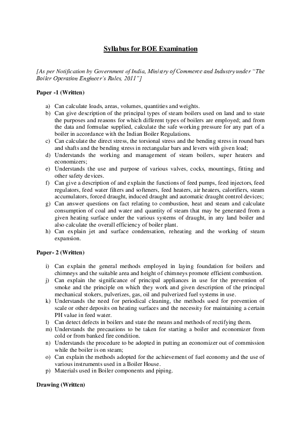 (DOC) Syllabus for BOE Examination, India