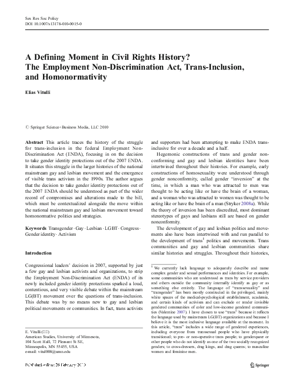 (PDF) A Defining Moment in Civil Rights History? The Employment Non ...