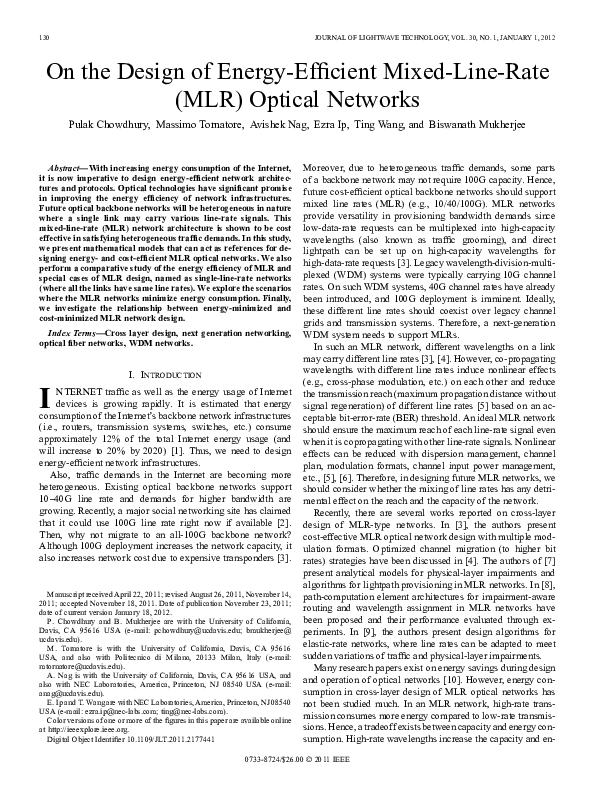 (PDF) On the Design of Energy-Efficient Mixed-Line-Rate (MLR) Optical ...