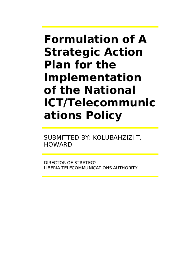 (DOC) Formulation of Strategic Action Plan for Implementation of ...