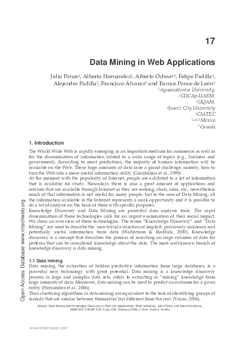 (PDF) Data Mining in Web Applications