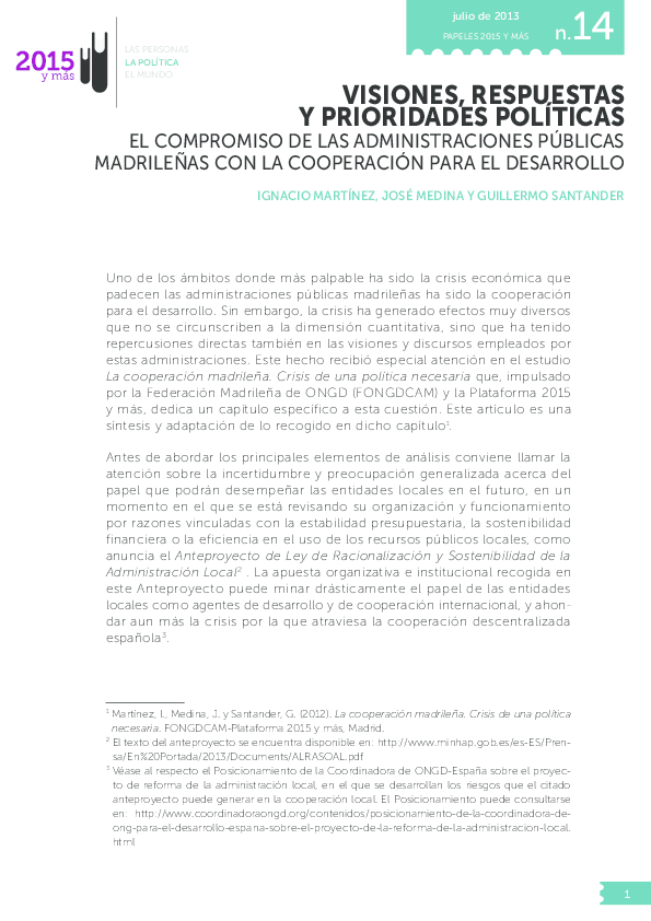 (PDF) Visiones, respuestas y prioridades políticas. El compromiso de ...