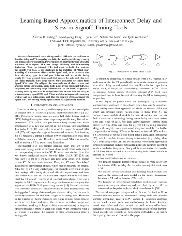 (PDF) Learning-Based Approximation of Interconnect Delay and Slew in Signoff Timing Tools