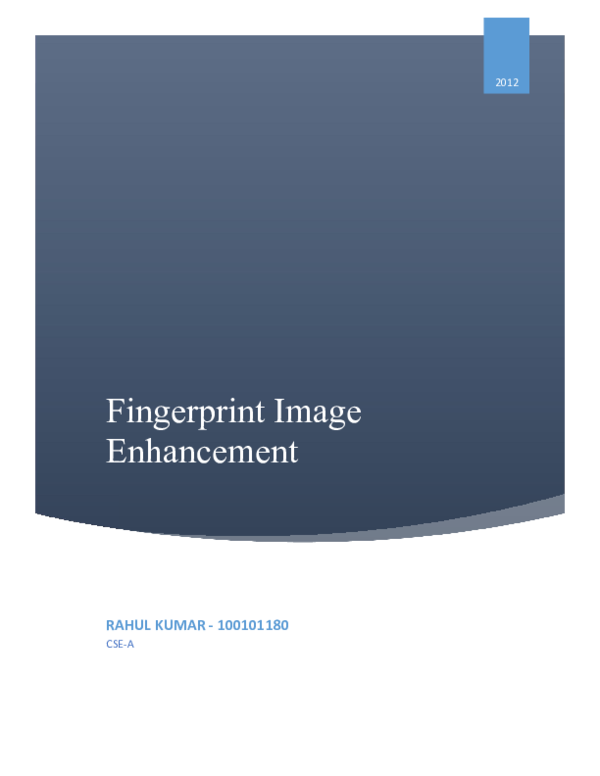 (PDF) Finger Print Enhancement Algorithm